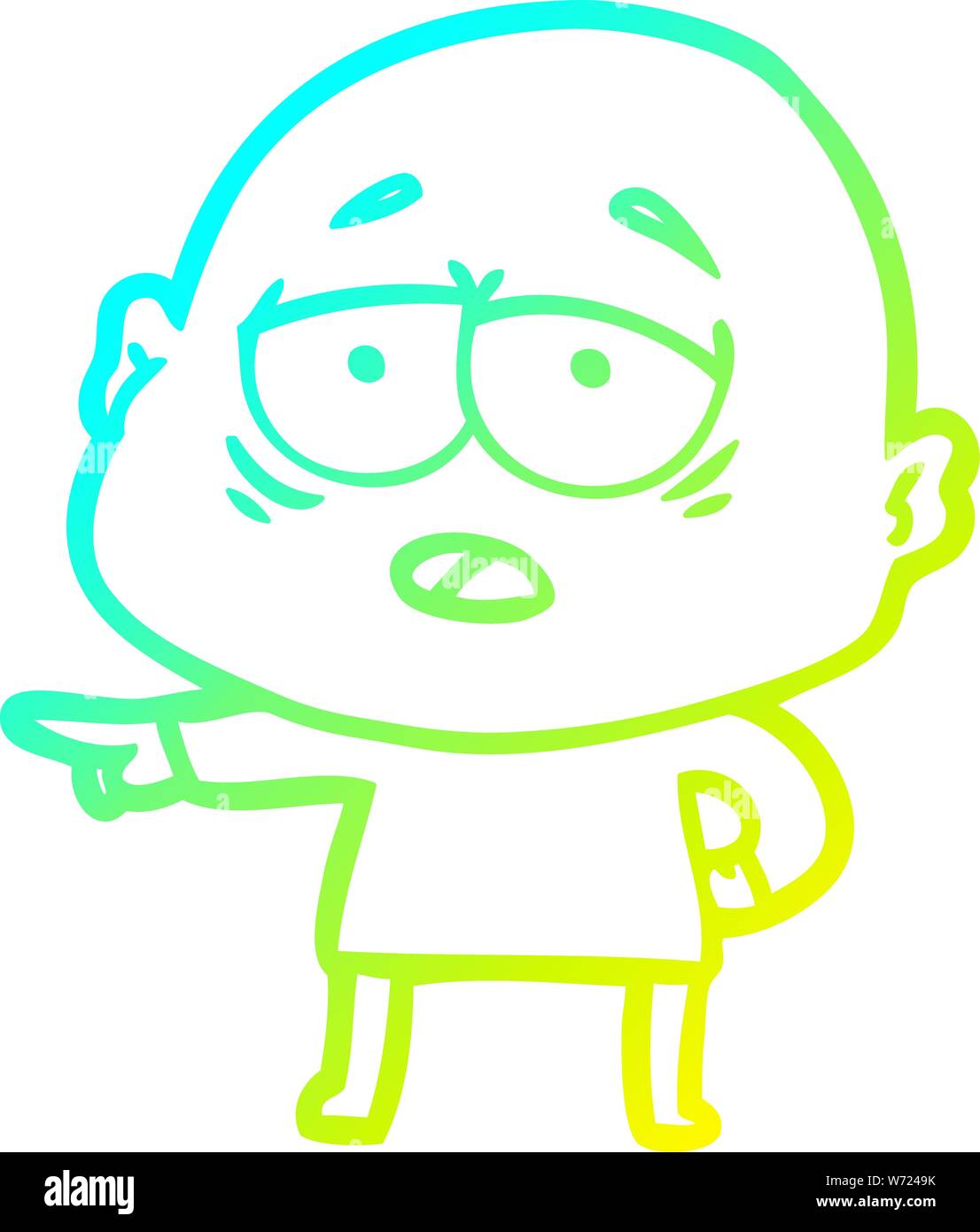 Ligne de gradient froid dessin d'une caricature assez chauve Image ...