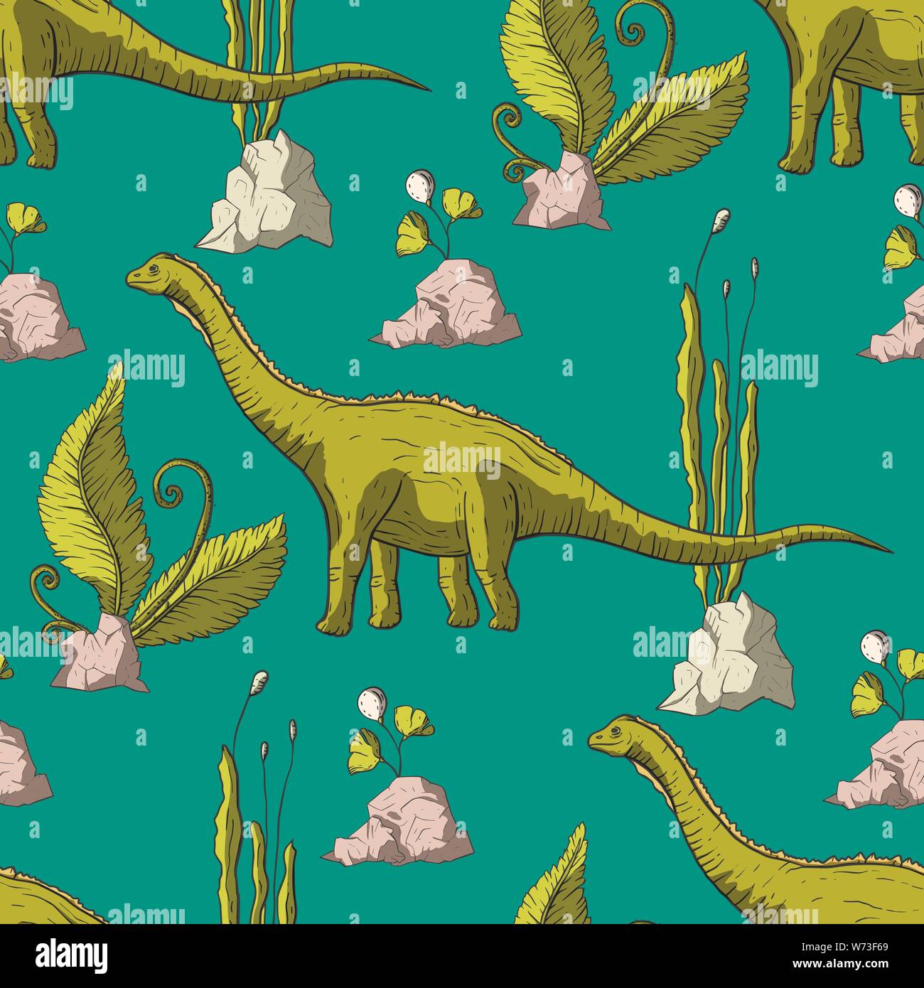 Le Diplodocus dinosaure dans son habitat. Animal du Jurassique et du ...