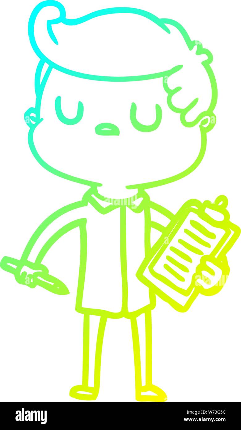 Ligne de gradient froid dessin d'une caricature de l'homme à l'écart ...