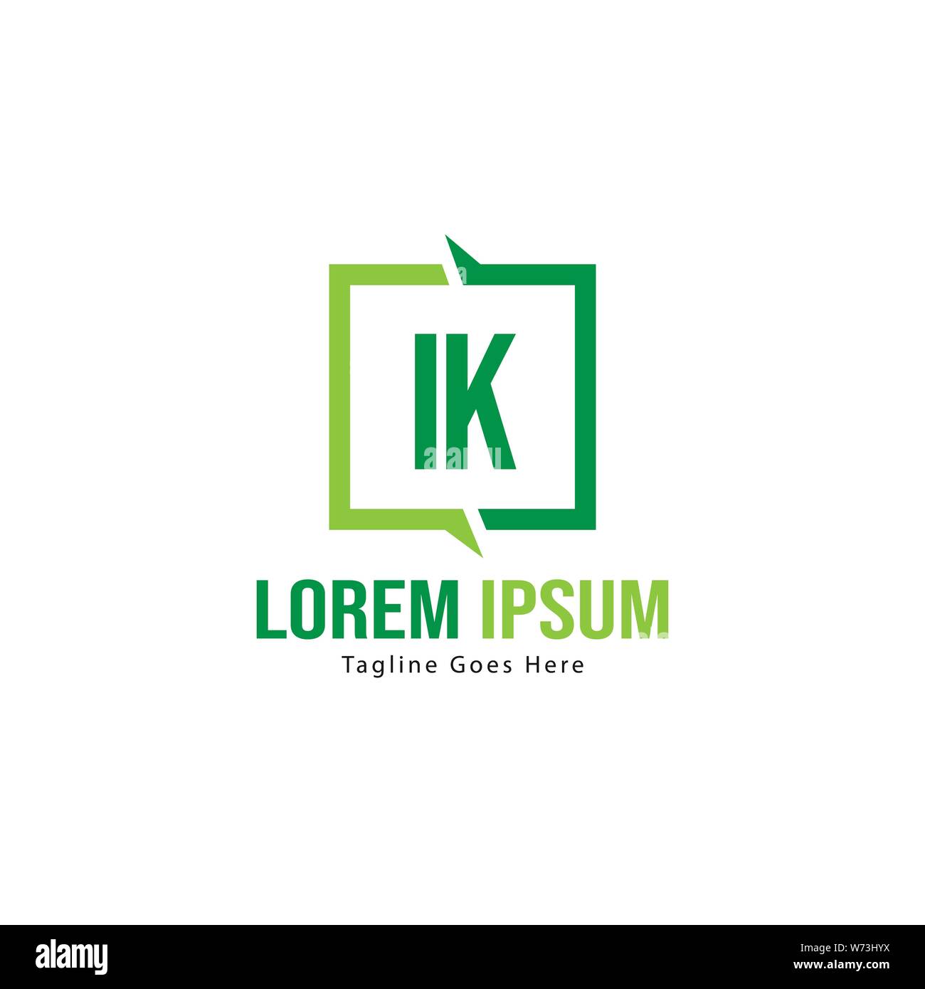 Logo IK initiale modèle avec cadre moderne. Lettre IK minimaliste ...