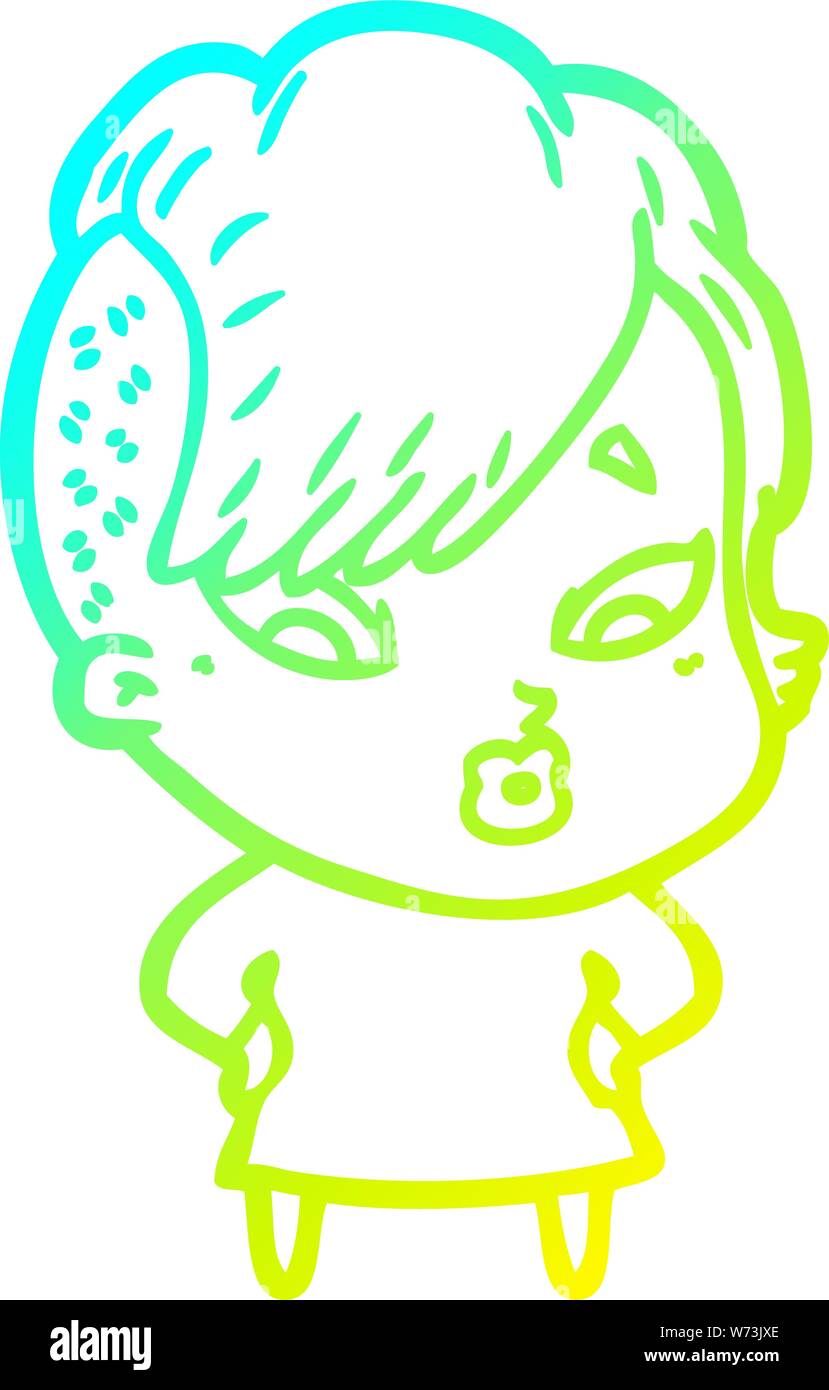 Ligne de gradient froid dessin d'une caricature surpris girl Image ...