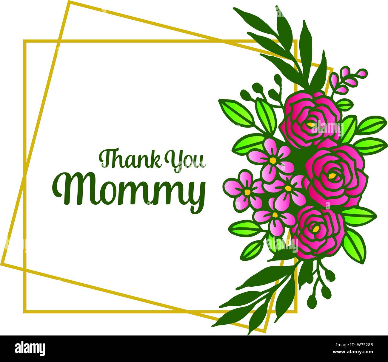Belle carte de conception, Merci maman, avec dessin de rose floral ...