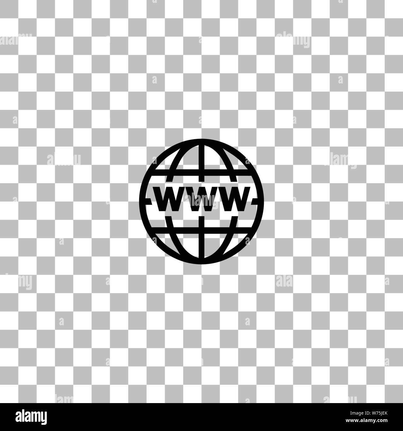 World Wide Web. Icône plat noir sur fond transparent. Les pictogrammes ...