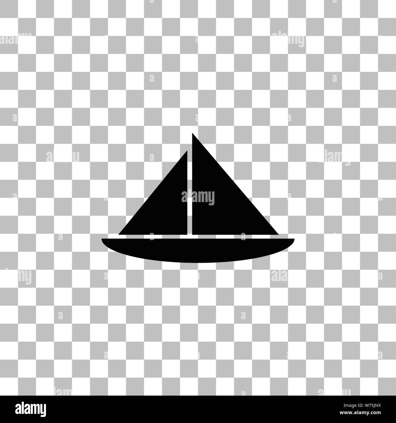 Bateau à voile. Icône plat noir sur fond transparent. Les pictogrammes ...