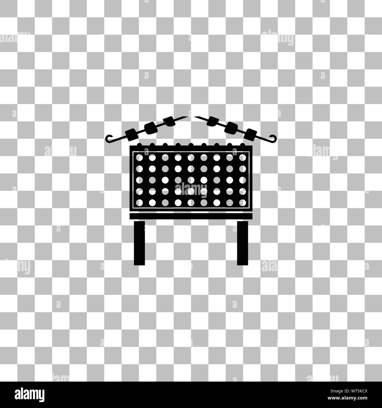 Barbecue avec des brochettes. Icône plat noir sur fond transparent. Les ...
