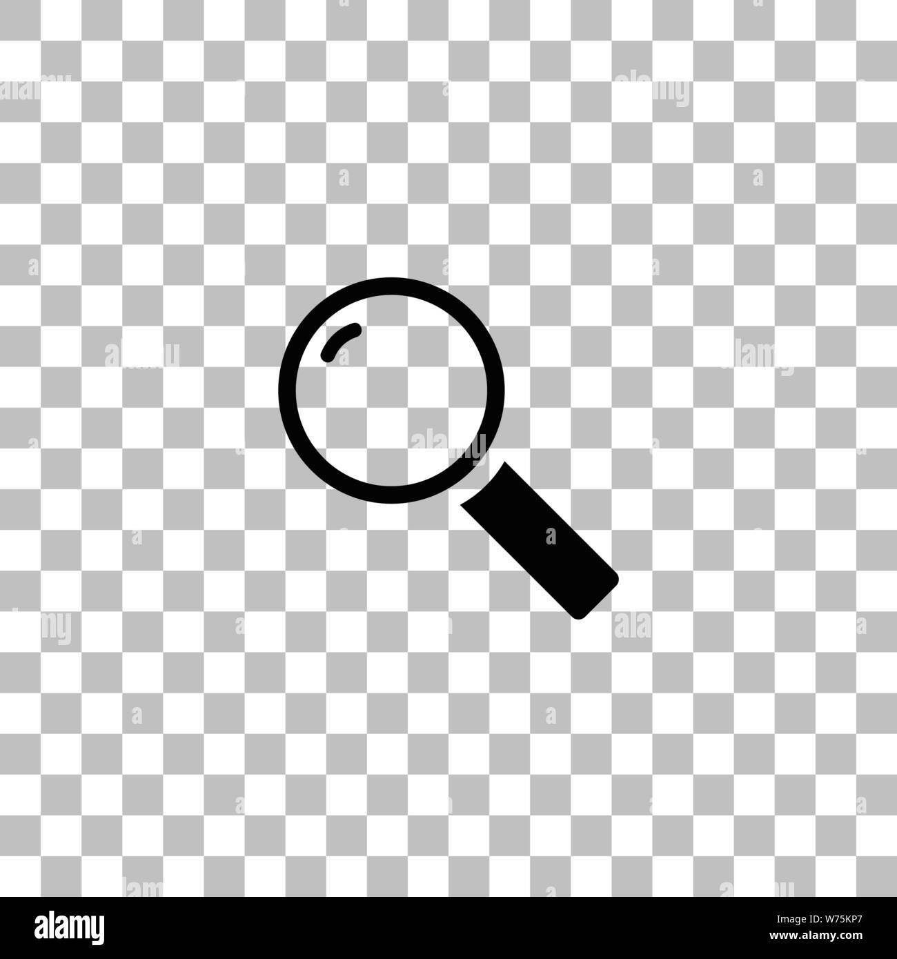 Magnifying Glass Search. Icône plat noir sur fond transparent. Les ...