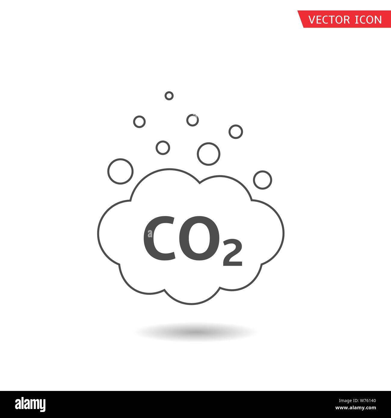 Icône nuage de CO2. Réduction des émissions de carbone, Vector ...