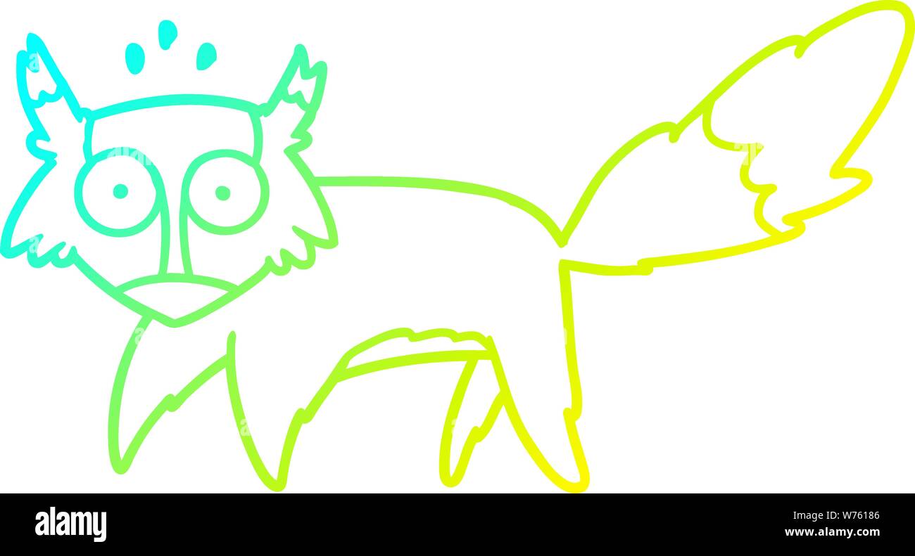 Ligne de gradient froid dessin d'une caricature surpris fox Image ...