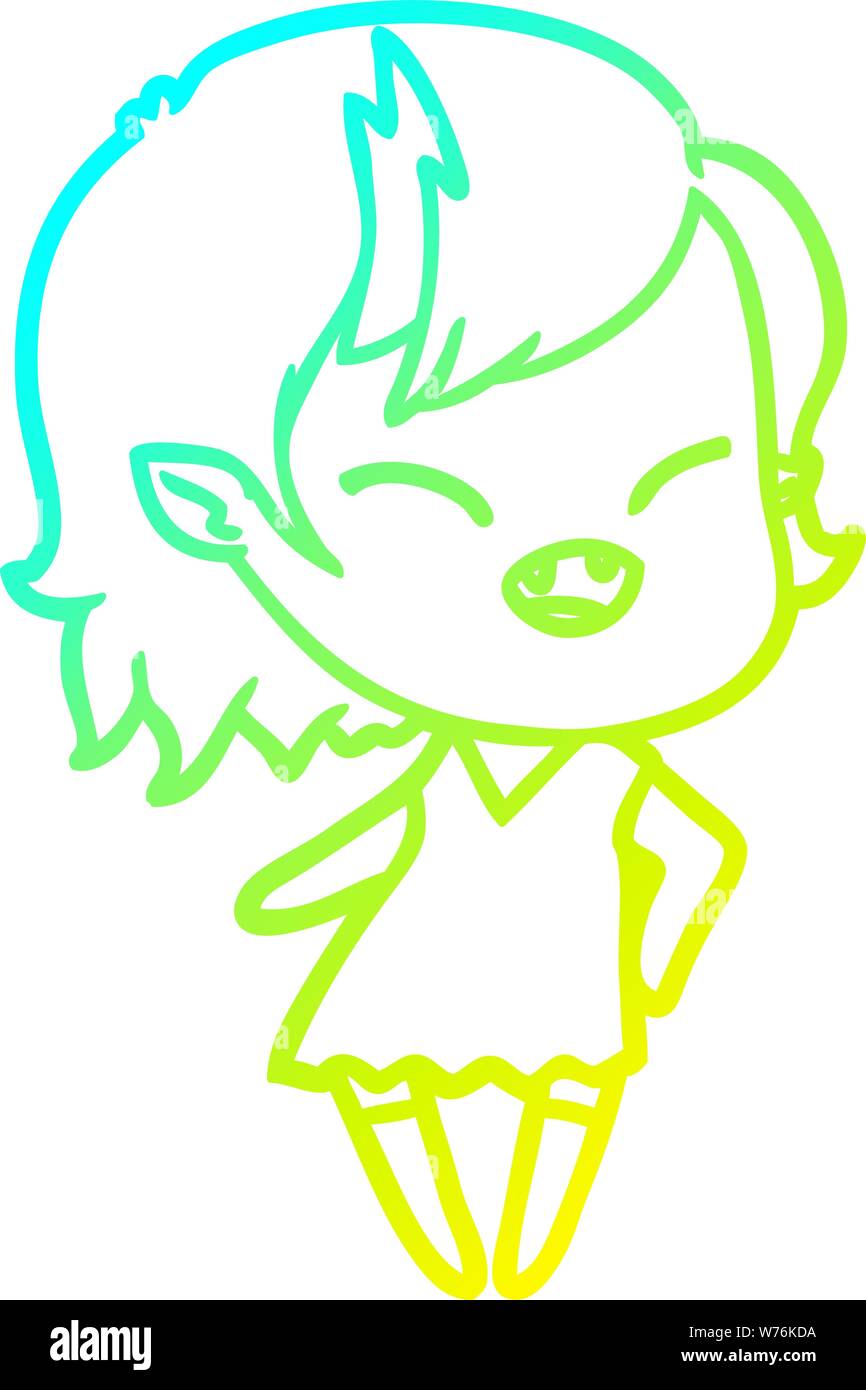 Ligne de gradient froid dessin d'une caricature laughing vampire girl ...