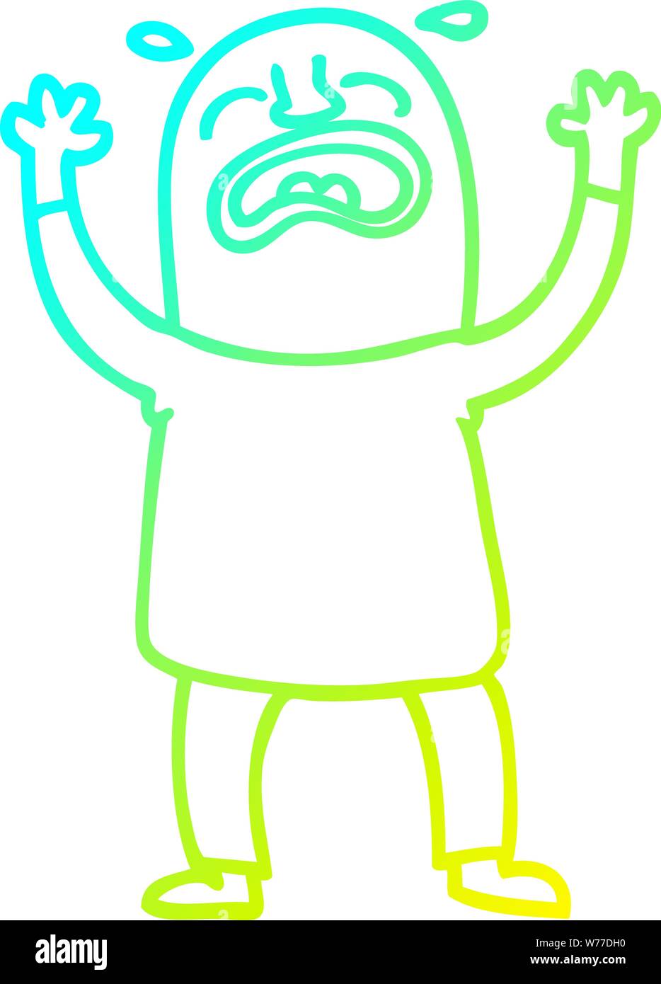 Ligne de gradient froid dessin d'une caricature de pleurer l'homme ...