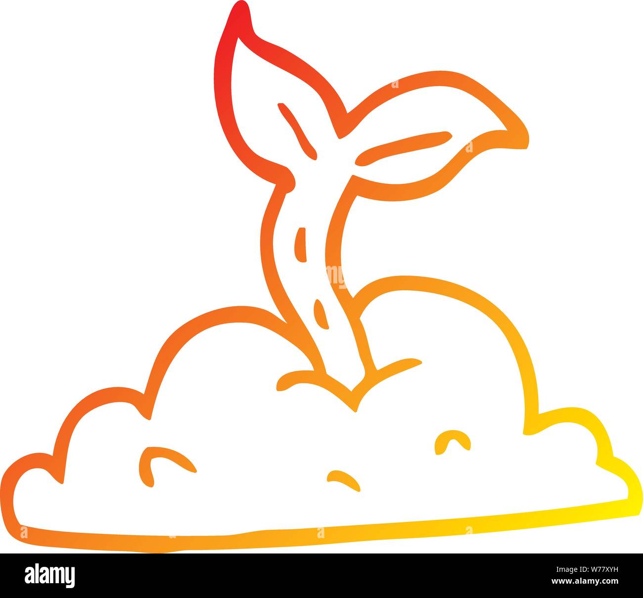 Ligne de gradient chaud dessin d'une plantule de dessin animé Image ...