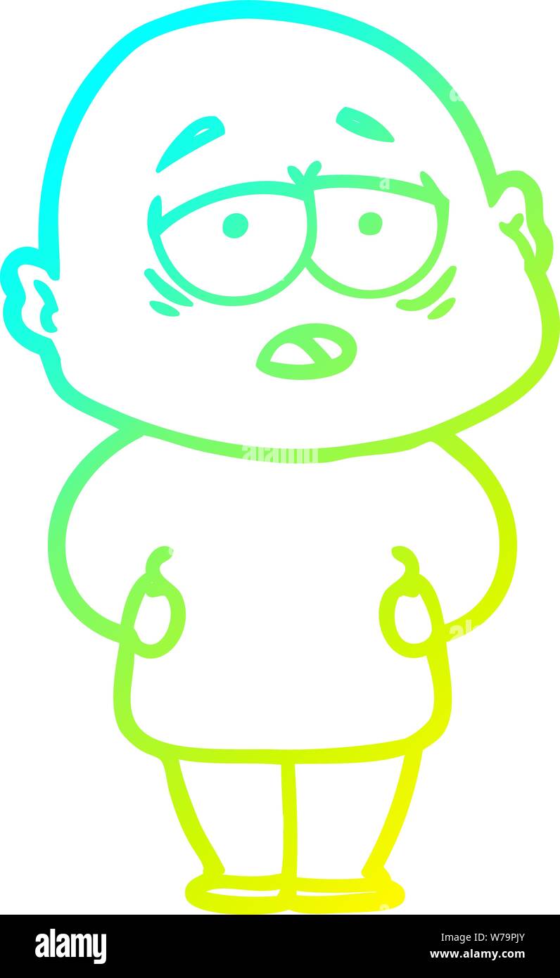 Ligne de gradient froid dessin d'une caricature assez chauve Image ...