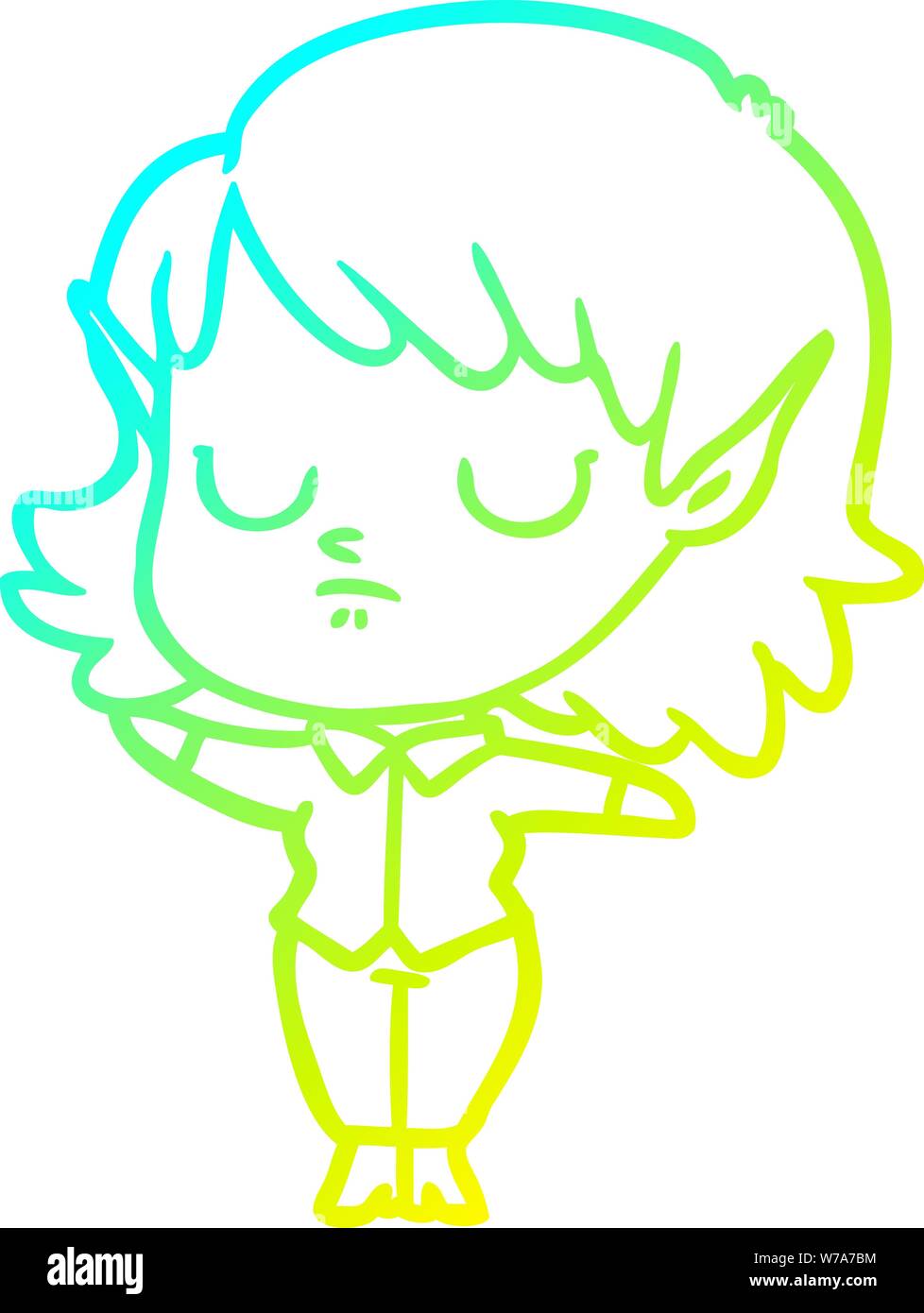 Ligne de gradient froid dessin d'une caricature elf fille Image ...