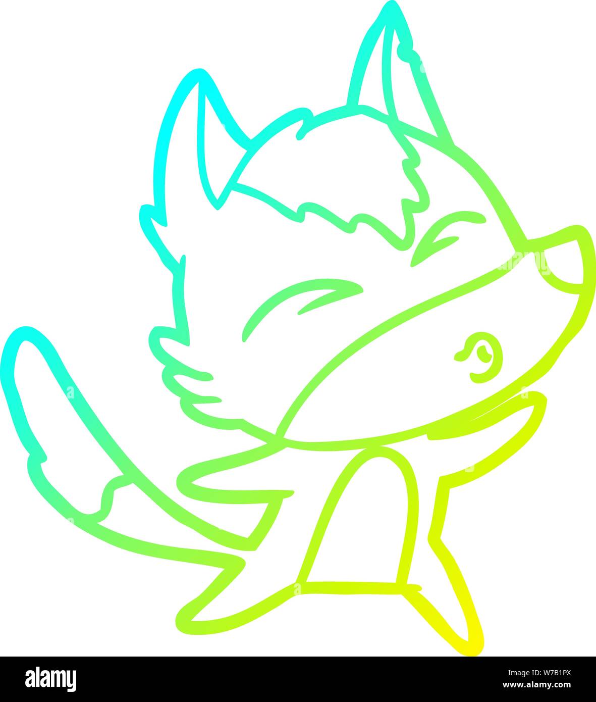 Ligne de gradient froid dessin d'une caricature wolf howling Image ...