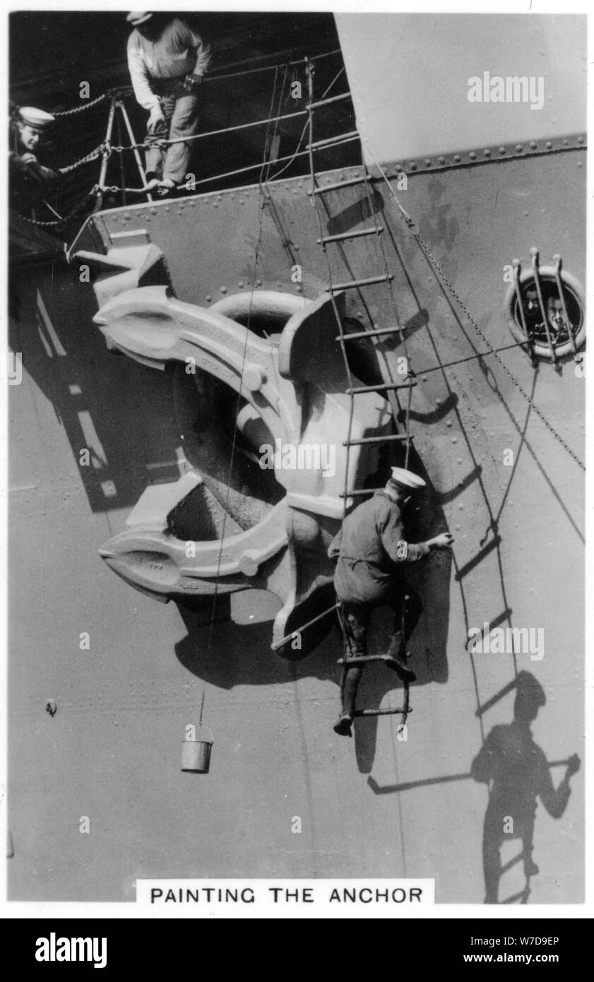 La peinture d'ancrage de la porte-avions HMS 'courageux', 1937. Artiste ...