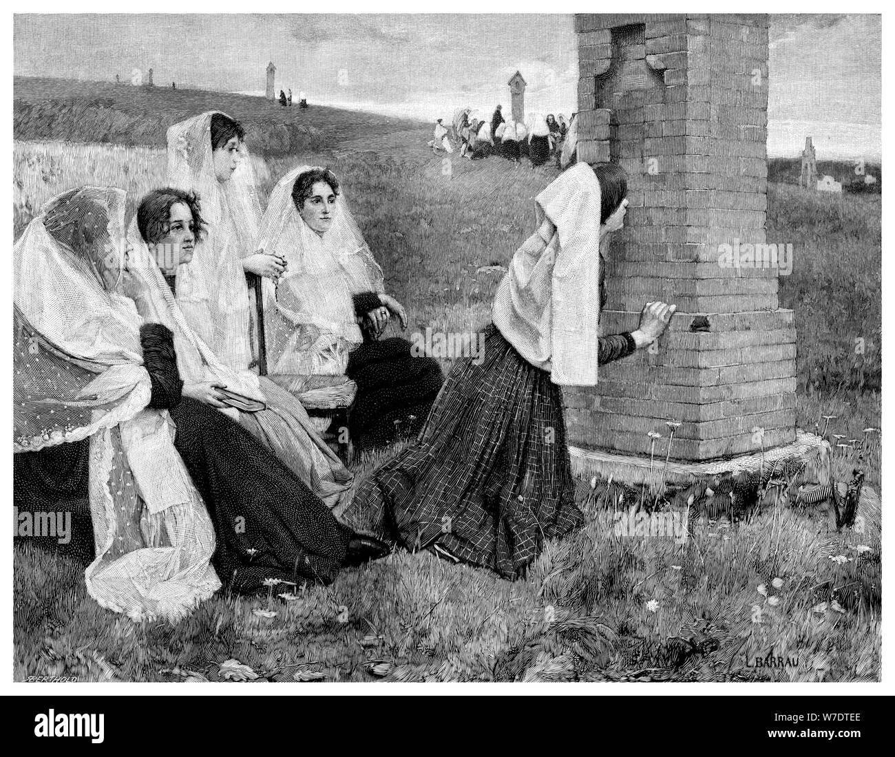 Le chemin de la croix Banque d'images noir et blanc - Alamy