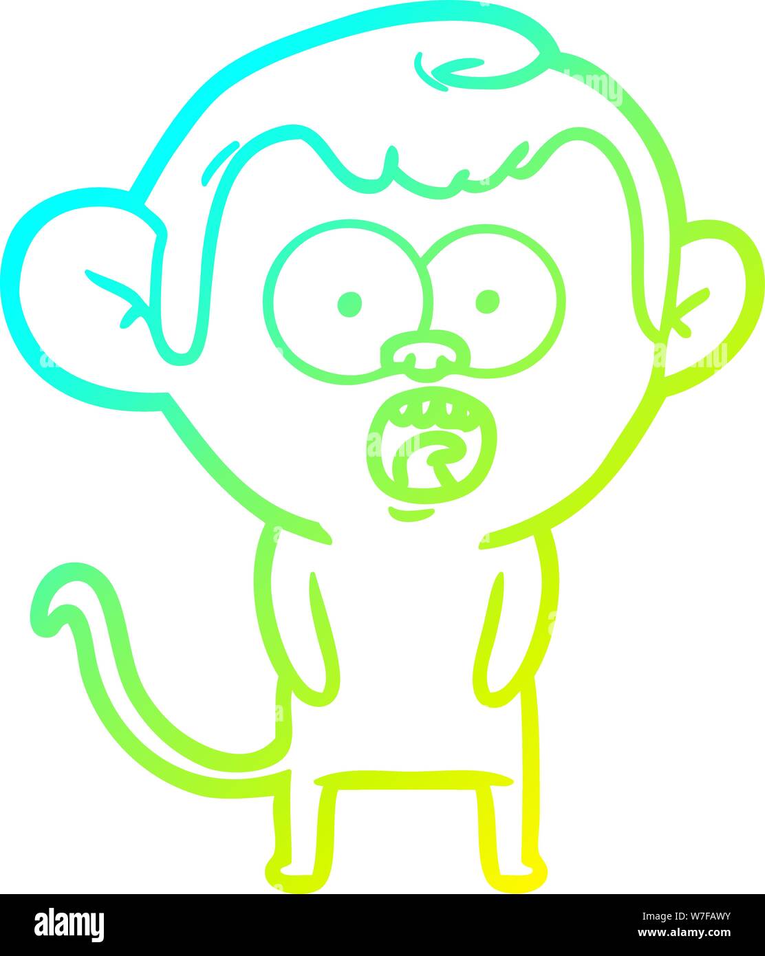 Ligne de gradient froid dessin d'une caricature choqué monkey Image ...