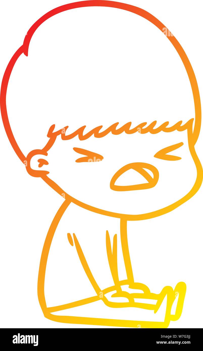 Ligne de gradient chaud dessin d'une caricature a souligné l'homme ...