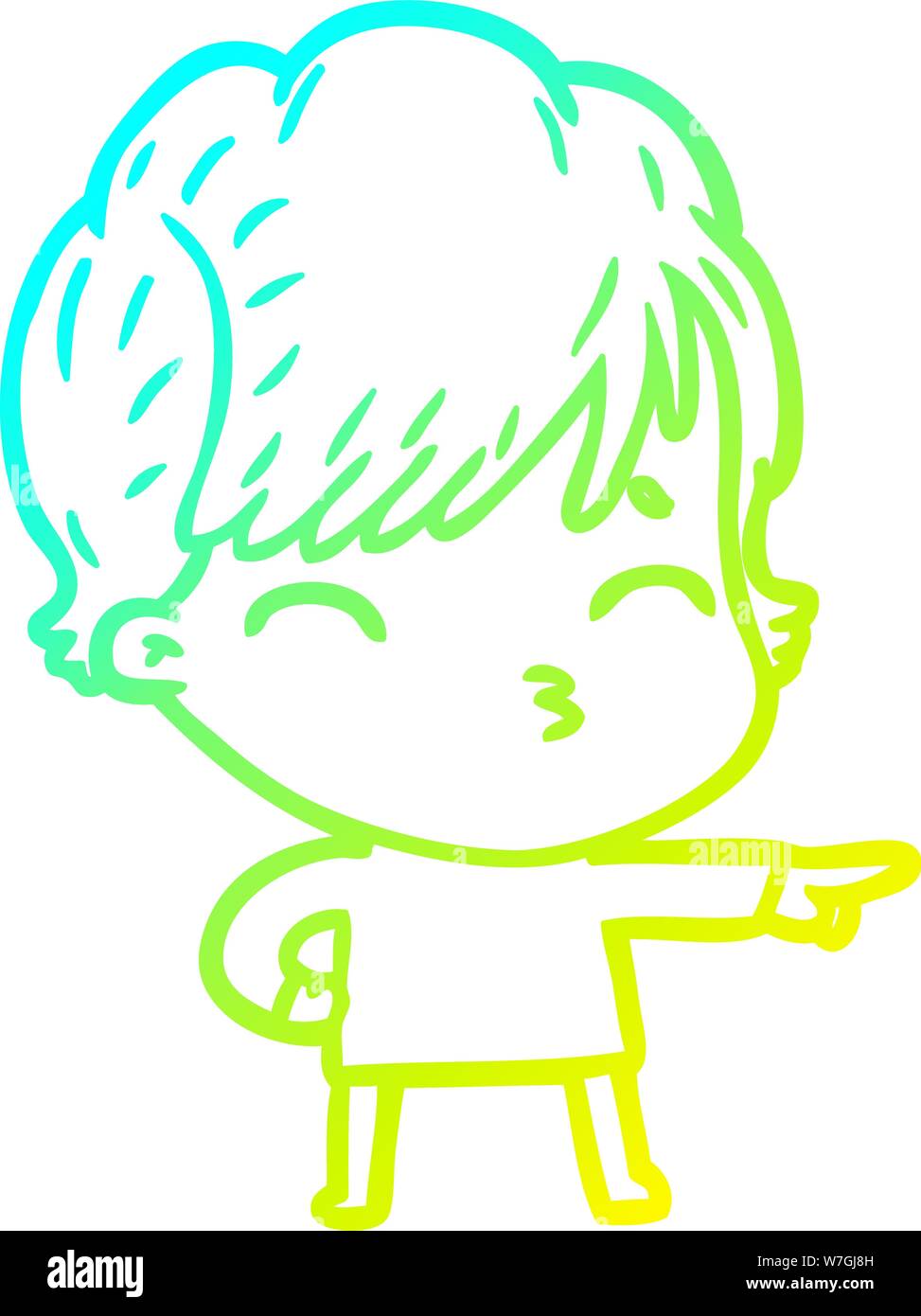 Ligne de gradient froid dessin d'une caricature woman thinking Image ...