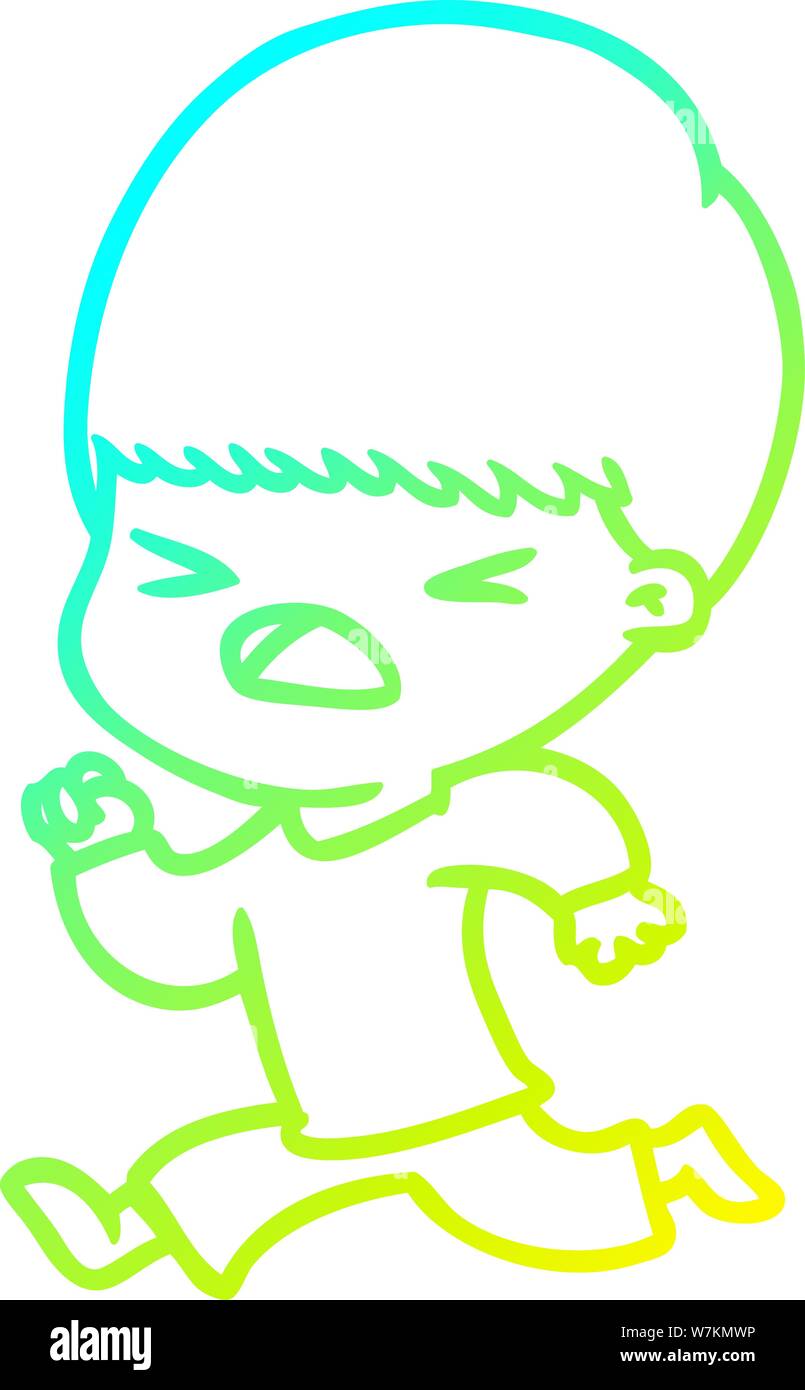 Ligne de gradient froid dessin d'une caricature a souligné l'homme ...