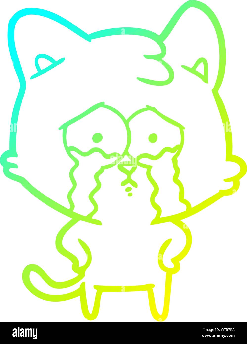Ligne de gradient froid dessin d'une caricature de pleurer cat Image ...