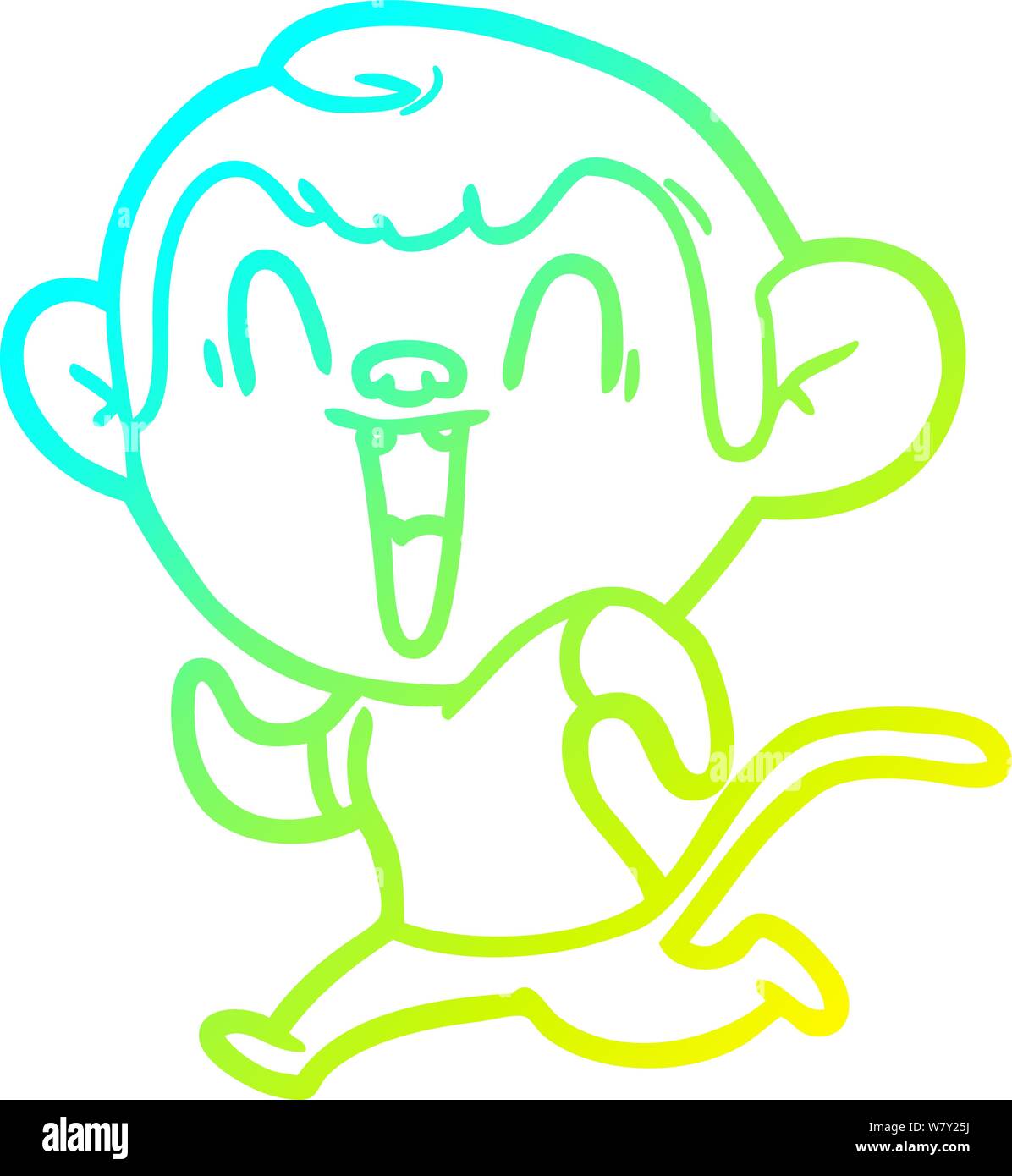 Ligne de gradient froid dessin d'une caricature de rire monkey Image ...