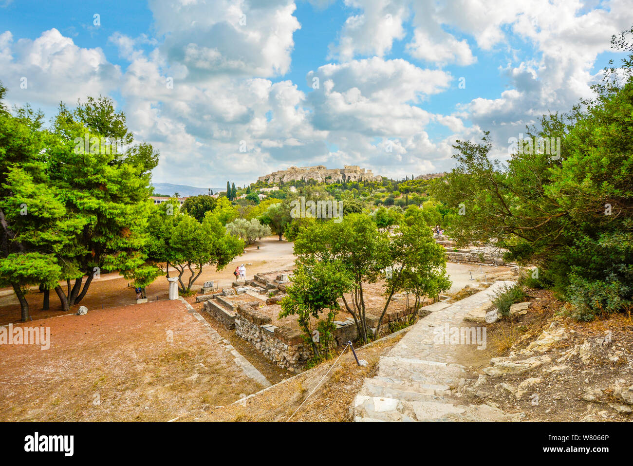 Vue des ruines de l'ancienne agora grecque du Parthénon et Acropole à ...