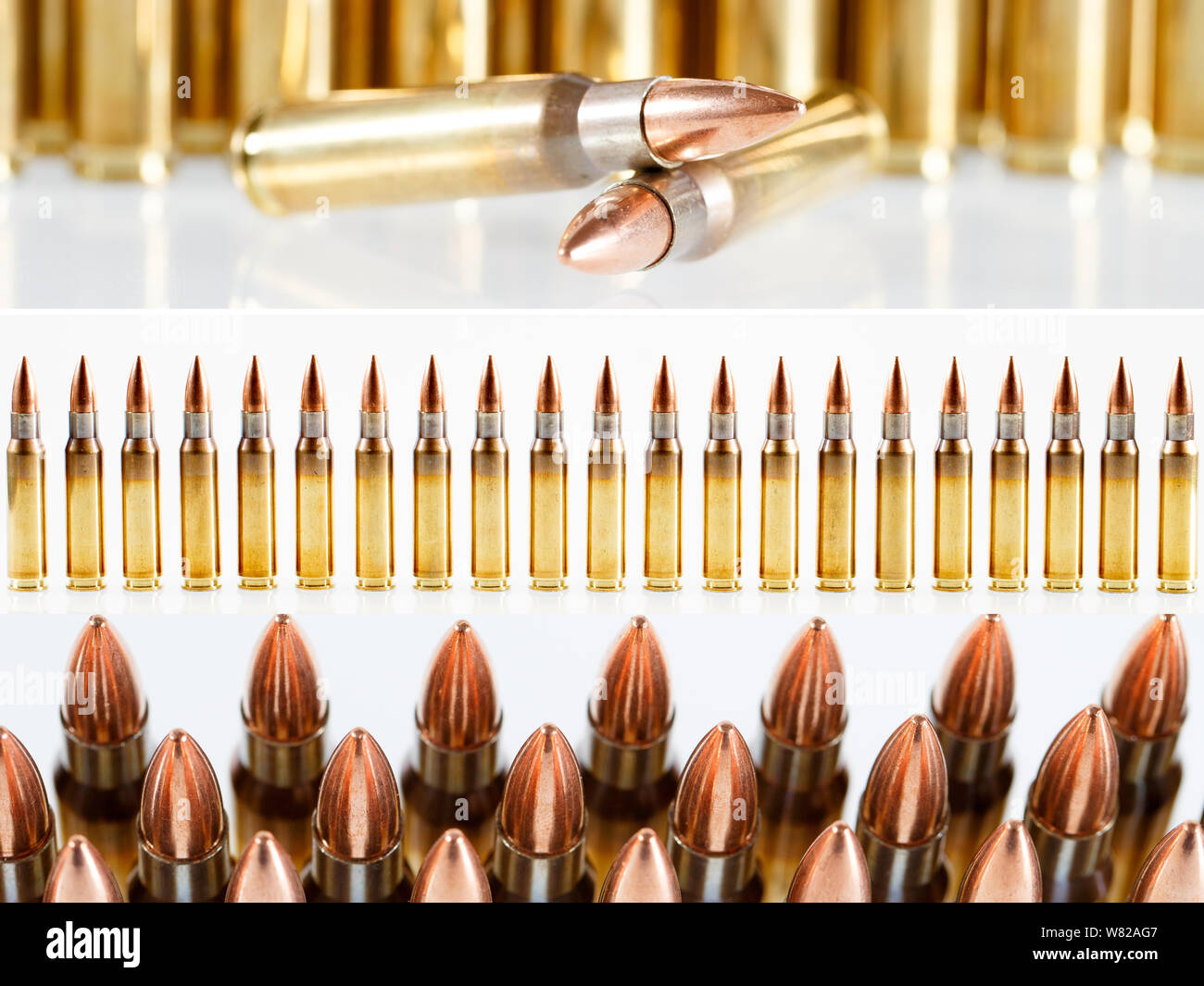 Munitions militaires ou de chasse. Collage de différents types d'armes ...