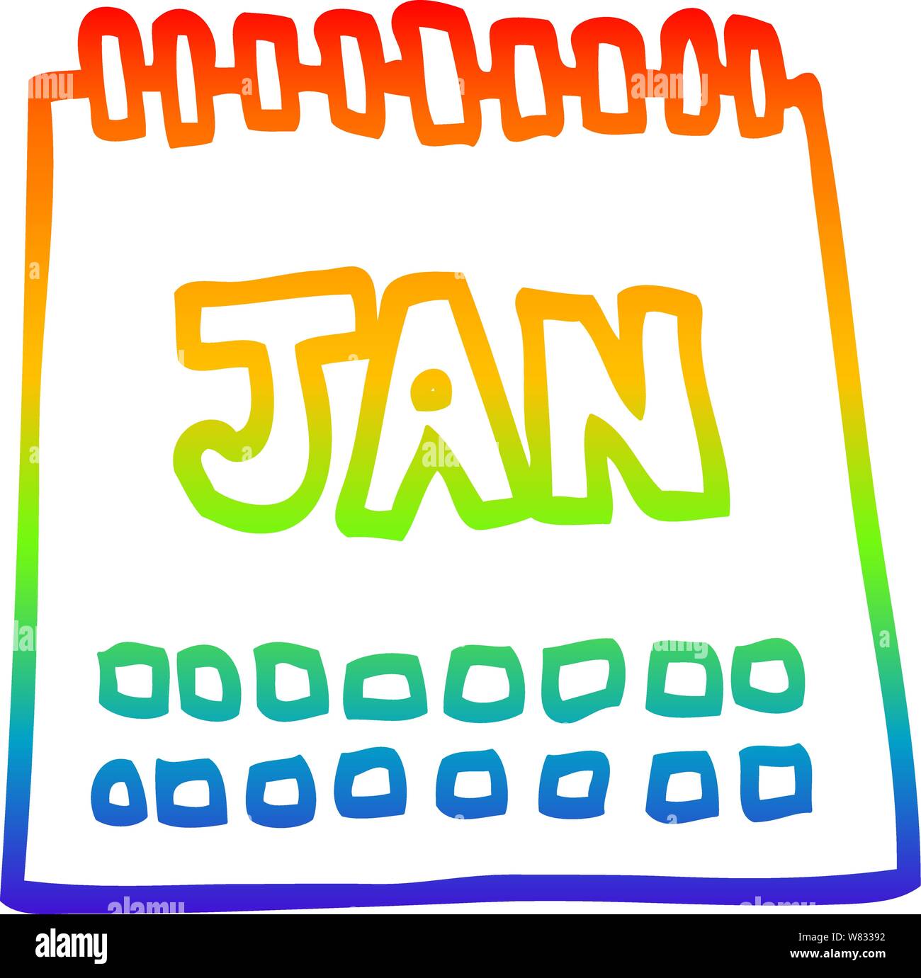 La ligne de gradient dessin d'une caricature montrant calendrier mois ...