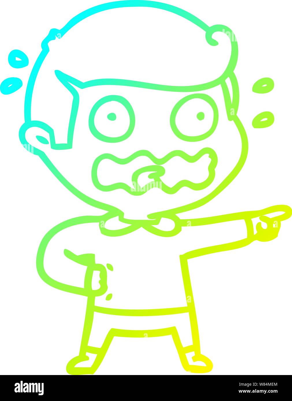 Ligne de gradient froid dessin d'une caricature stressé pointing Image ...