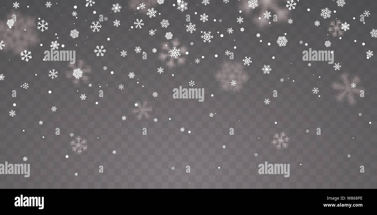 La neige de Noël. La chute des flocons de neige sur fond bleu. Chutes ...