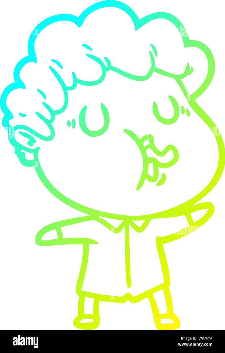 Ligne de gradient froid dessin d'une caricature man pulling face Image ...