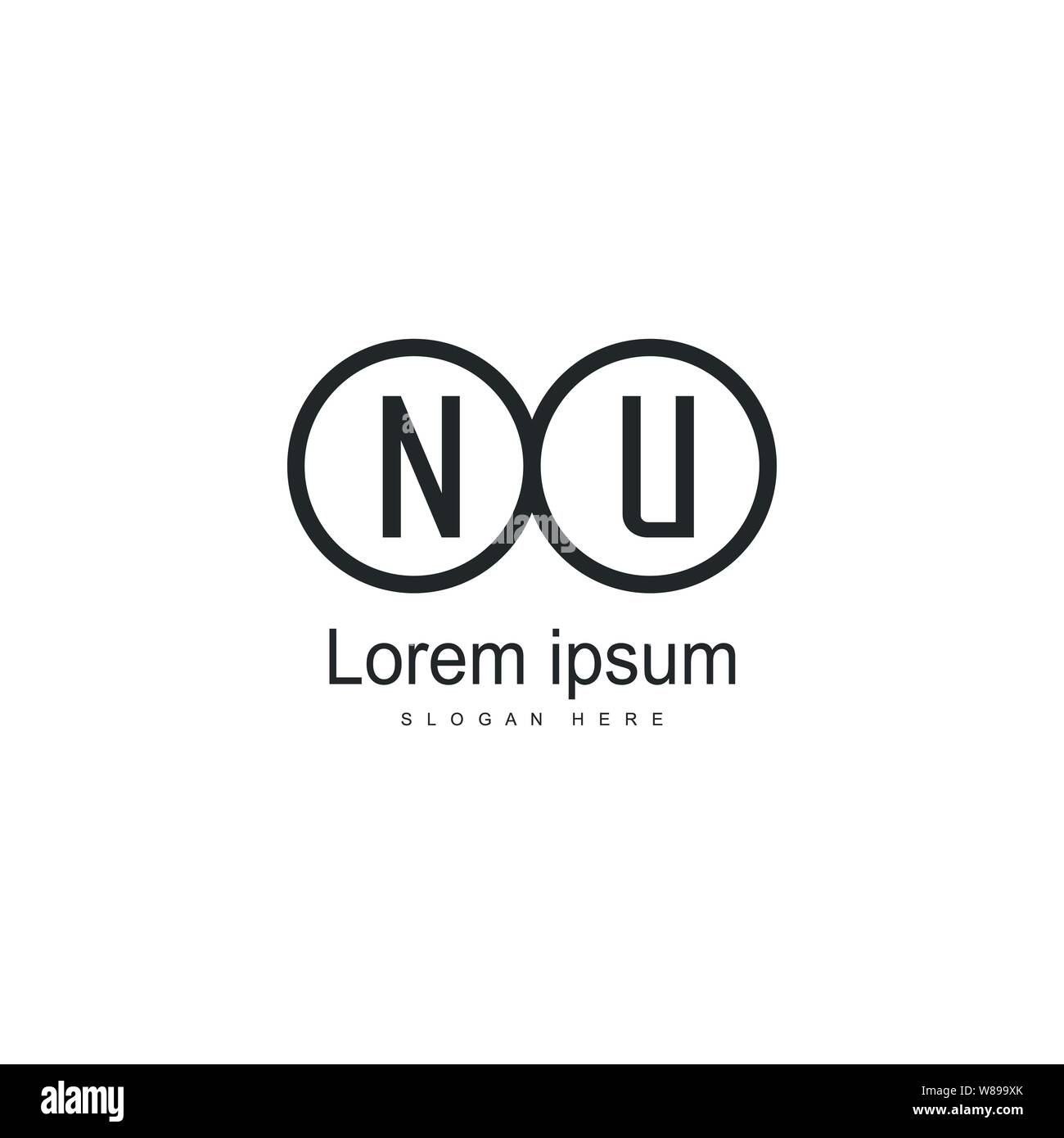 Logo NU Initial modèle avec cadre moderne. Lettre NU minimaliste design ...