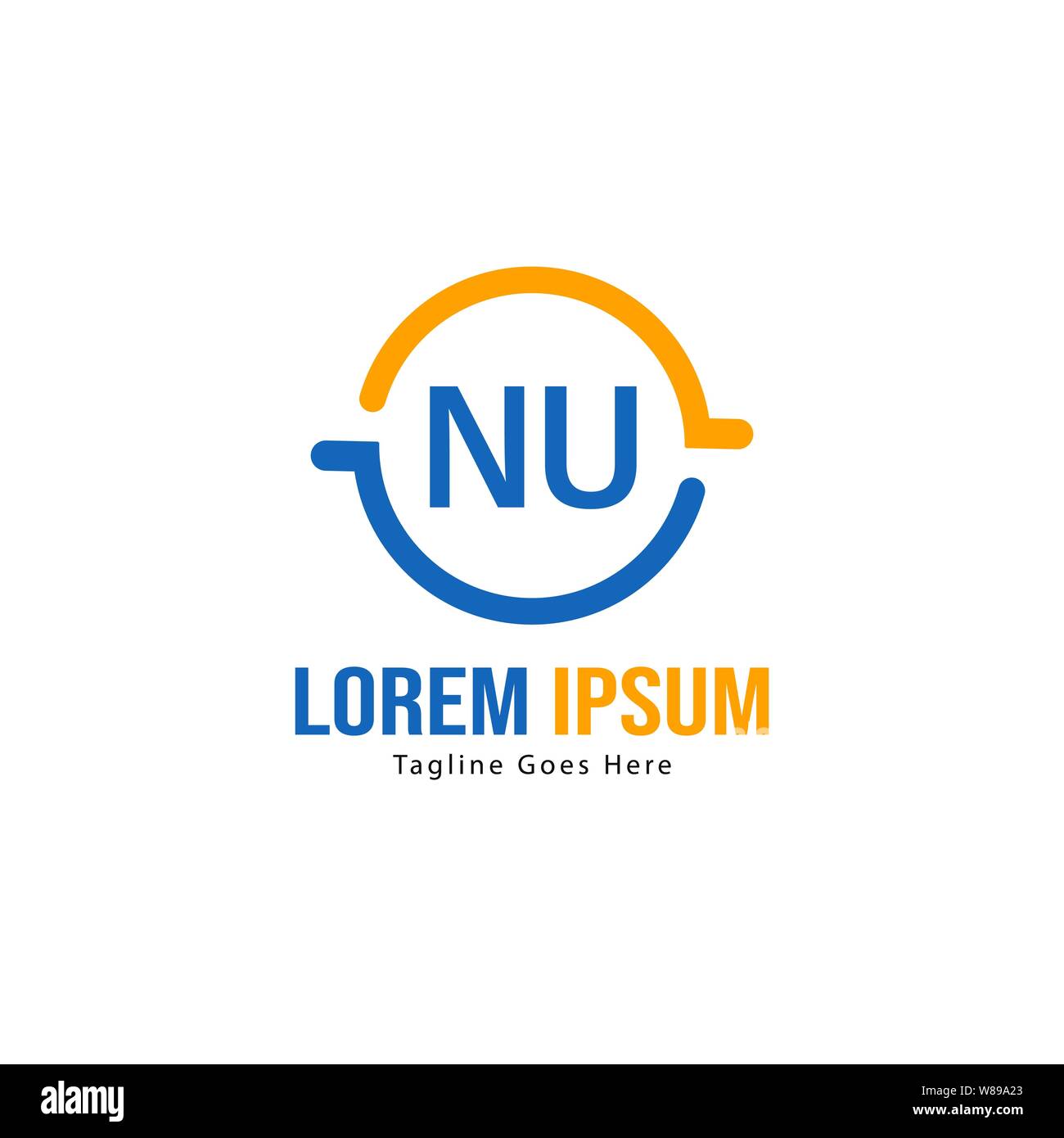 Logo NU Initial modèle avec cadre moderne. Lettre NU minimaliste design ...