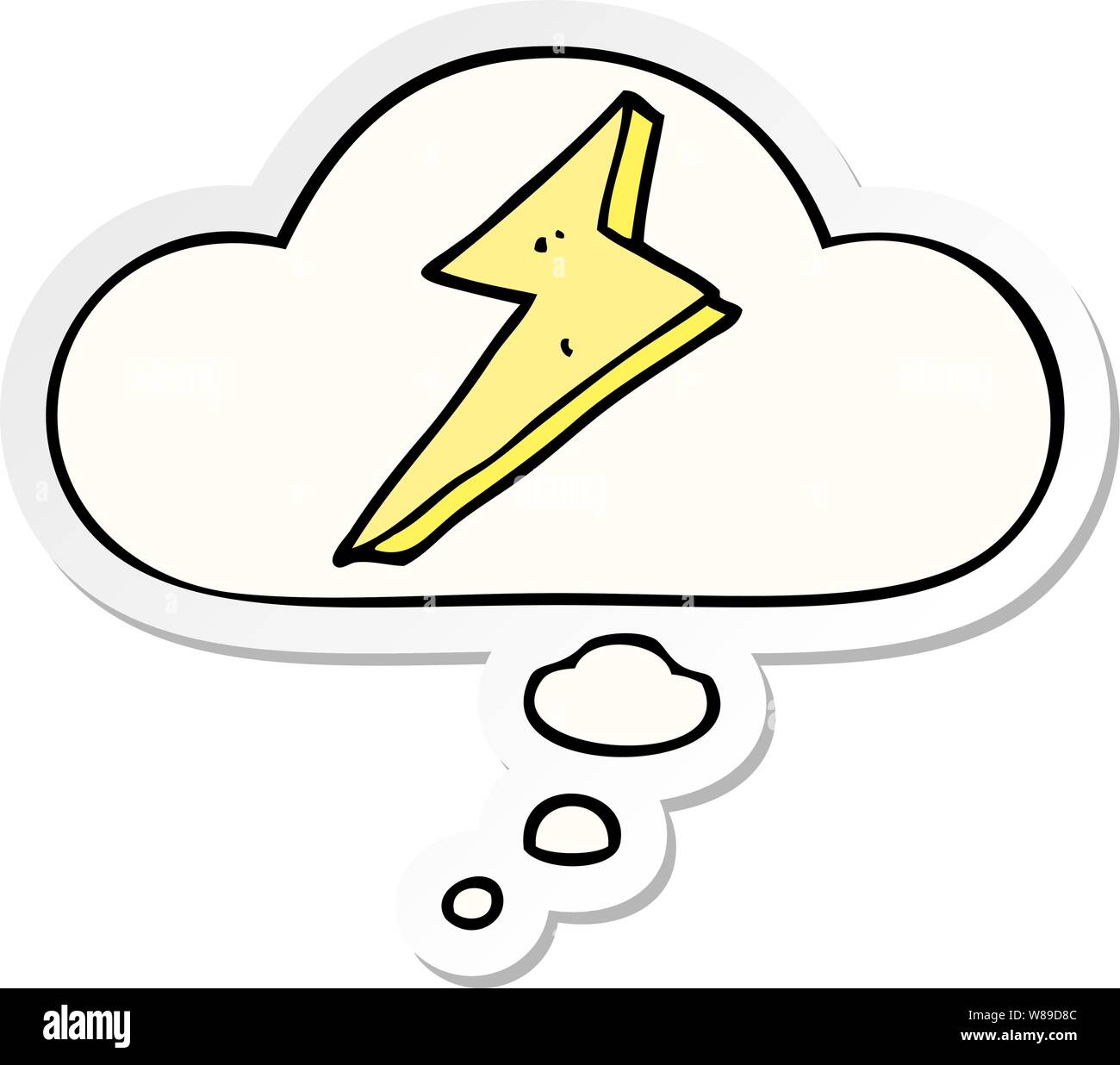 La foudre dessin animé avec bulle pensée comme une étiquette Image ...
