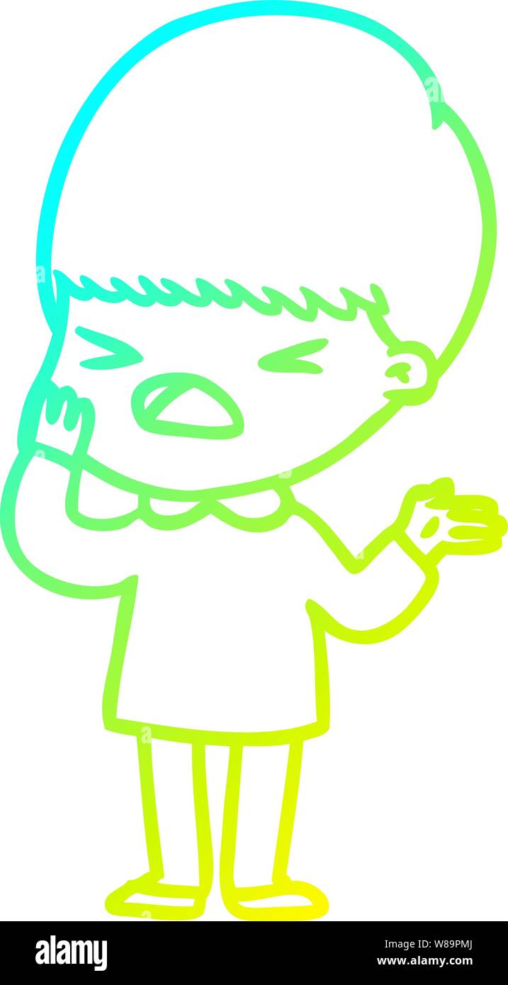 Ligne de gradient froid dessin d'une caricature a souligné l'homme ...