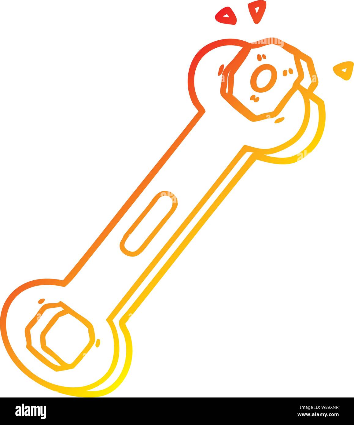 Ligne de gradient chaud dessin d'une clé à écrou tournant cartoon Image ...