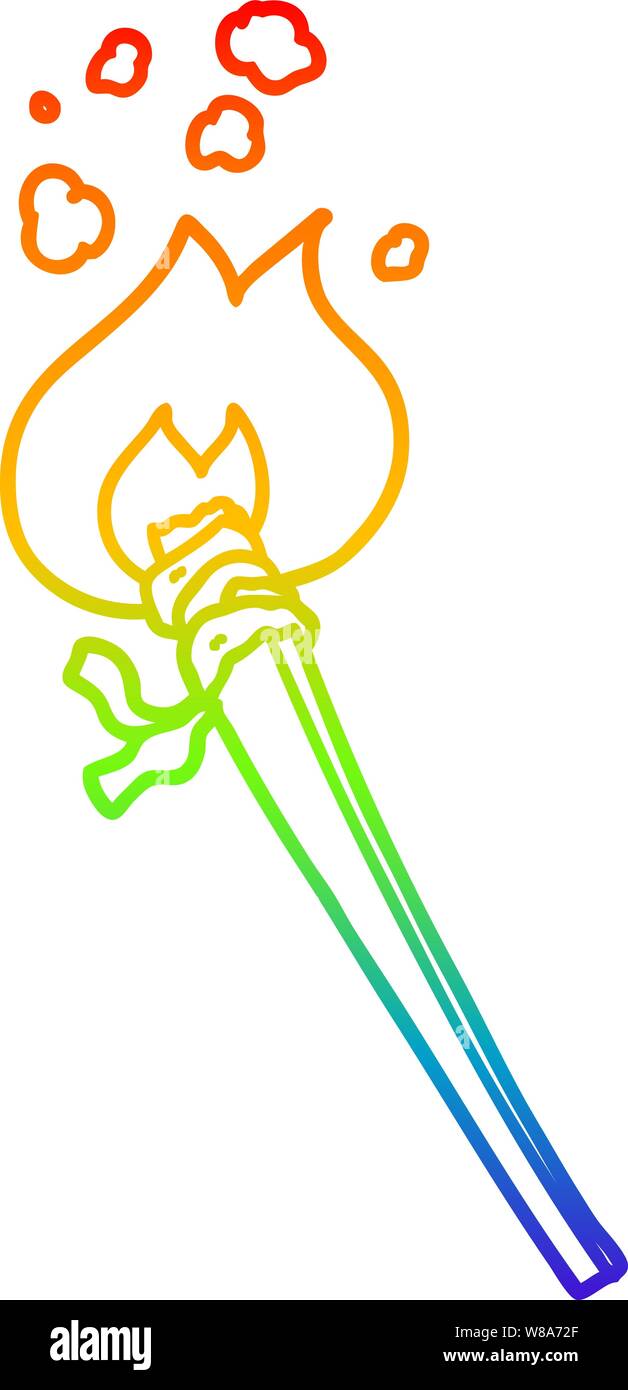 La ligne de gradient dessin d'une torche de dessin animé Image ...