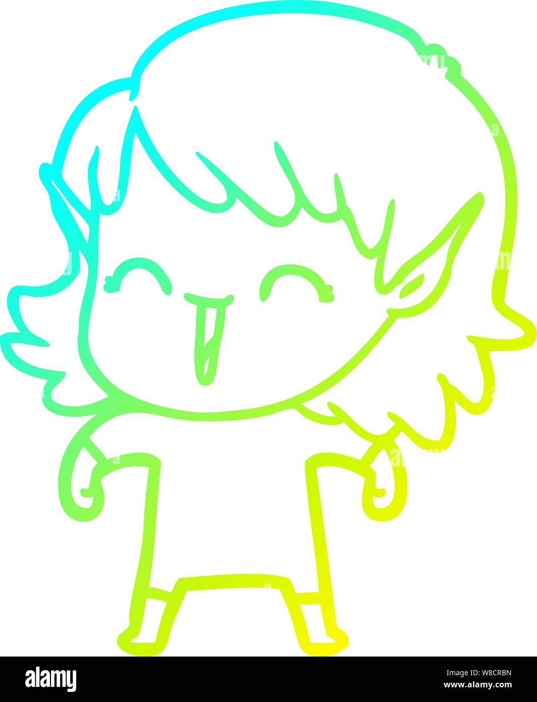 Ligne de gradient froid dessin d'une caricature elf fille Image ...