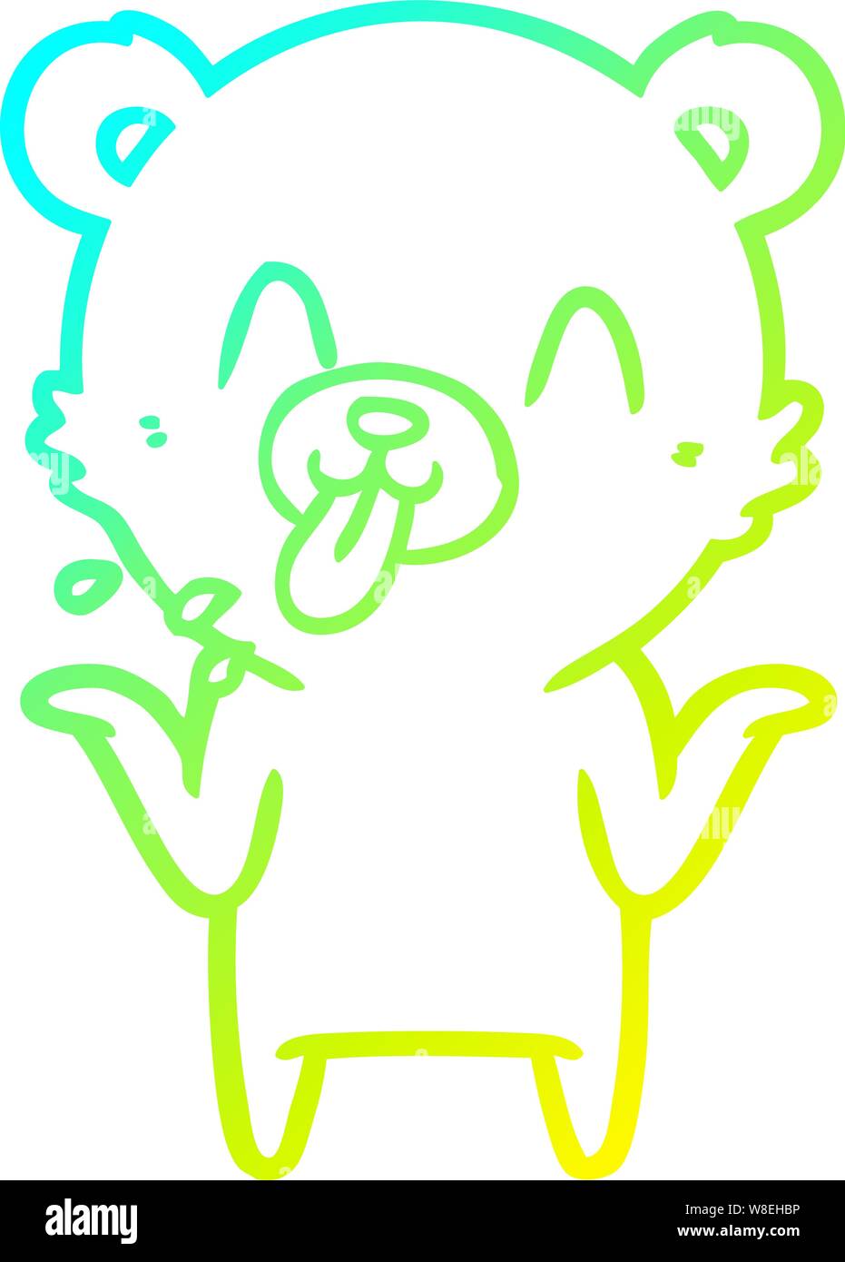 Ligne de gradient froid dessin d'une grossière caricature bear Image ...