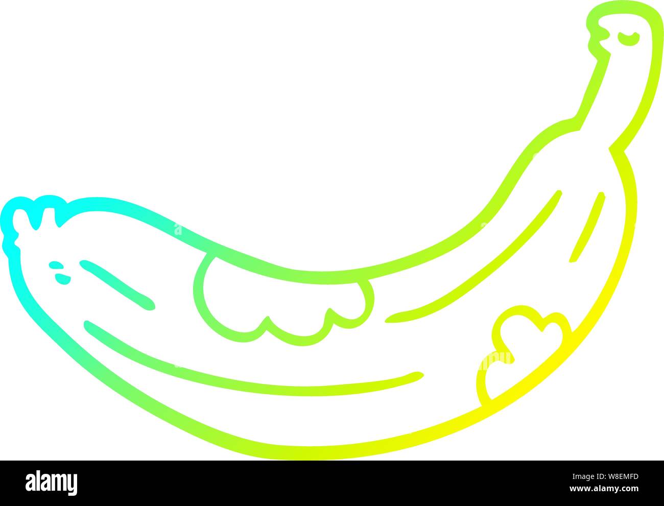 Ligne de gradient froid dessin d'une caricature tournant banana Image ...