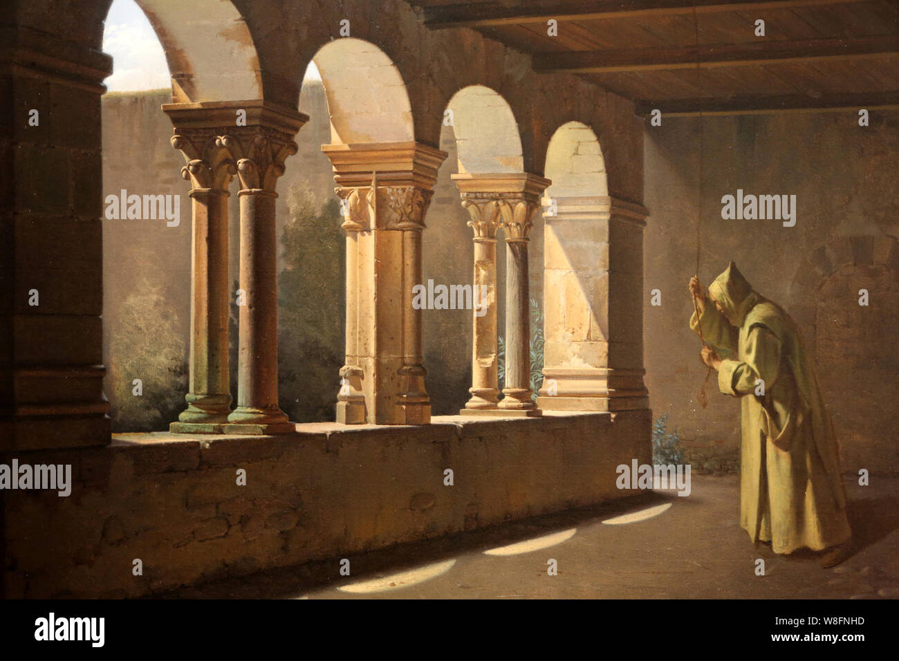 Moine sonnant la cloche dans un cloître. 1820/1824. Fleury Richard ...