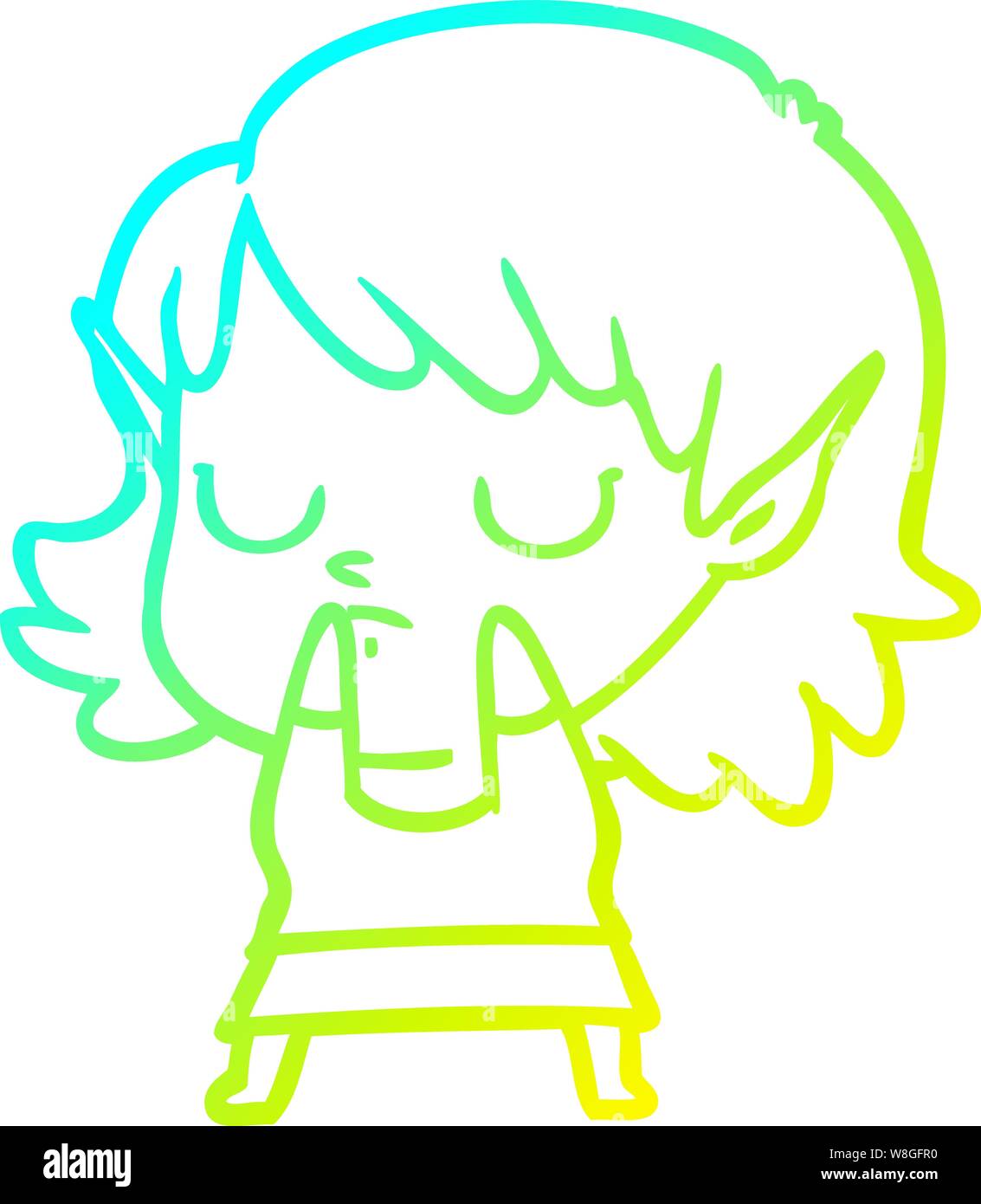 Ligne de gradient froid dessin d'une caricature elf fille Image ...