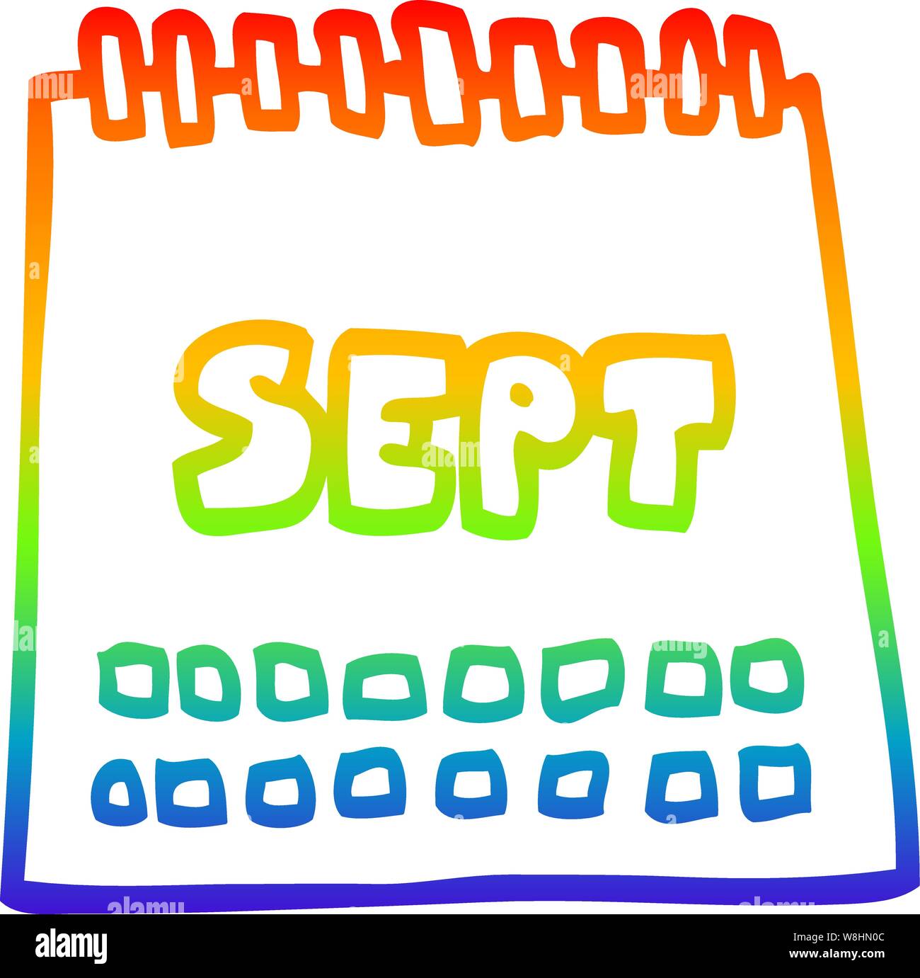 La ligne de gradient dessin d'une caricature montrant calendrier mois ...