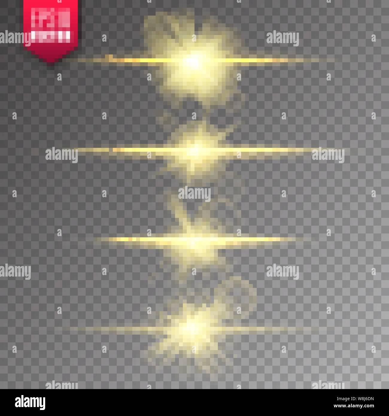 Feux lumineux sur fond transparent. Effet lens flare. Flash lumineux ...
