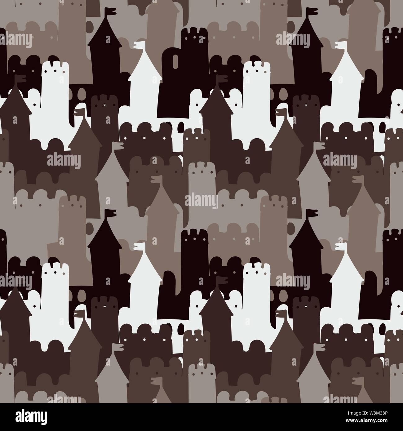 Motif de fond vectoriel continu avec château médiéval en pierre dans ...