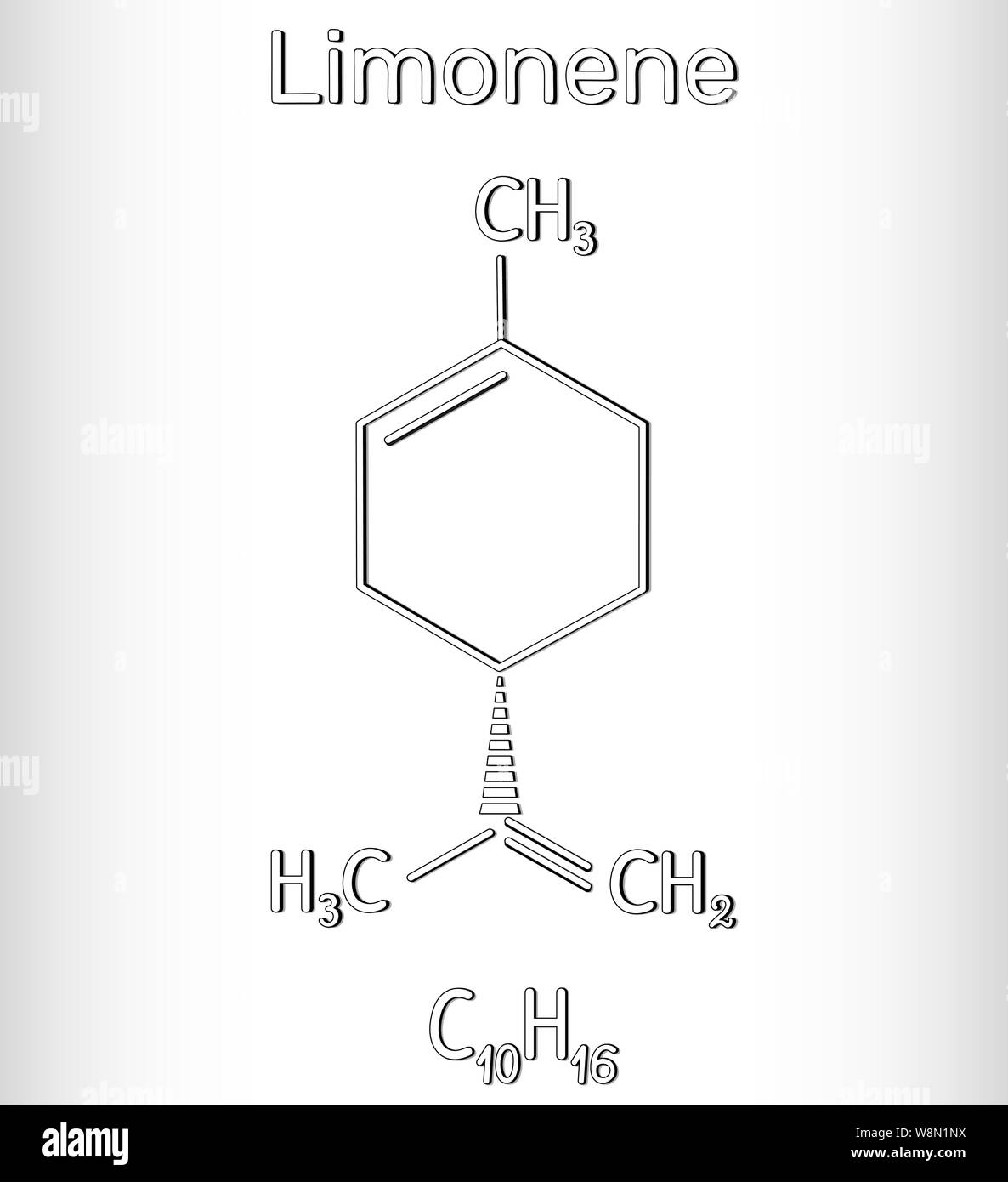 Molécule de limonène - Structure de formule chimique et le modèle ...