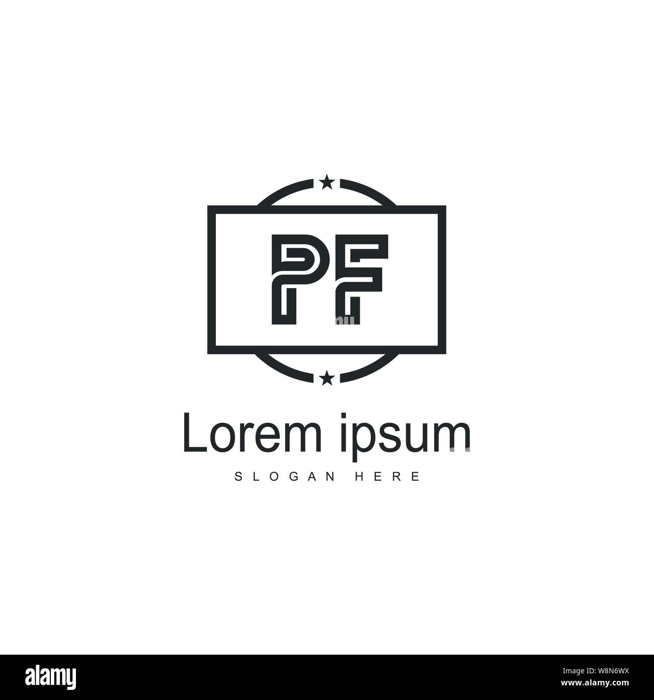 Logo PF Initial modèle avec cadre moderne. Lettre PF minimaliste design ...