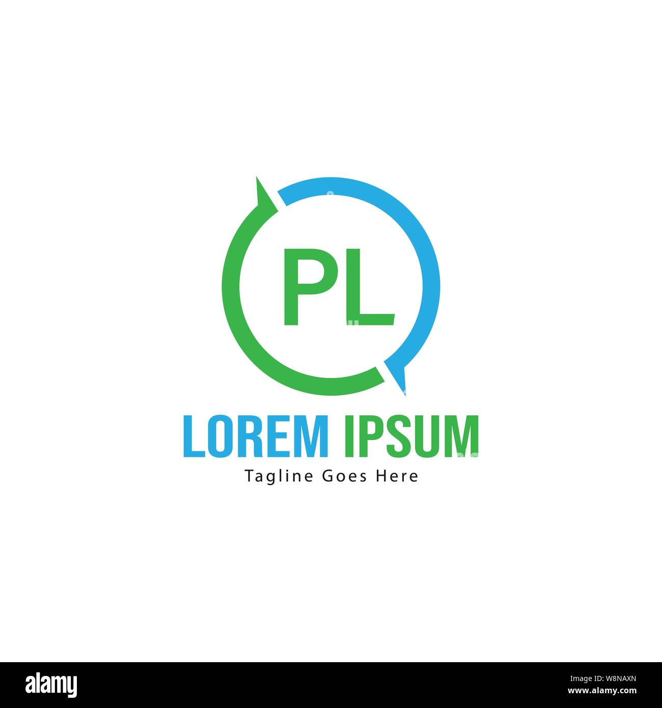 Modèle avec logo initial PL châssis moderne. Lettre PL minimaliste ...