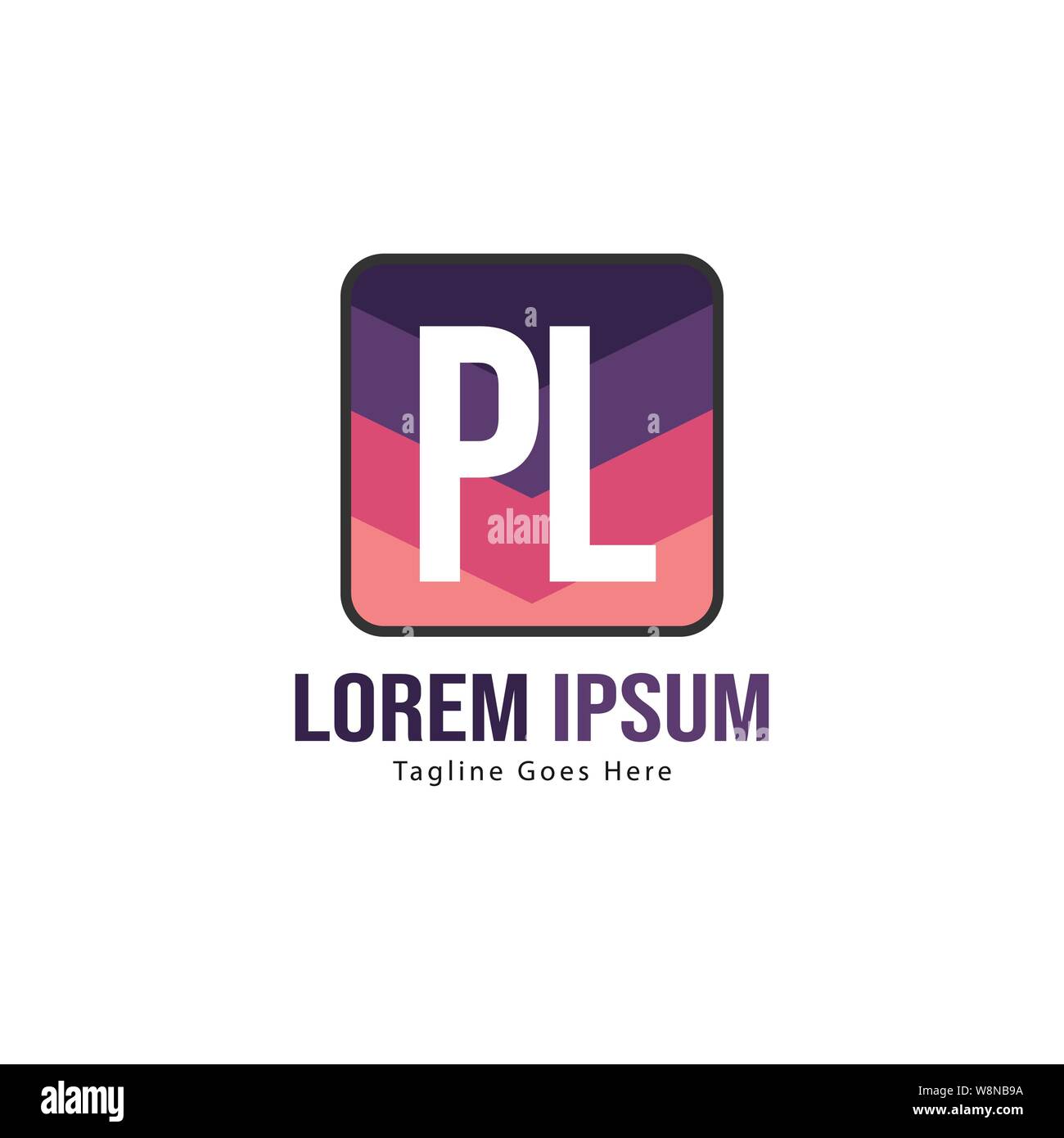 Modèle avec logo initial PL châssis moderne. Lettre PL minimaliste ...